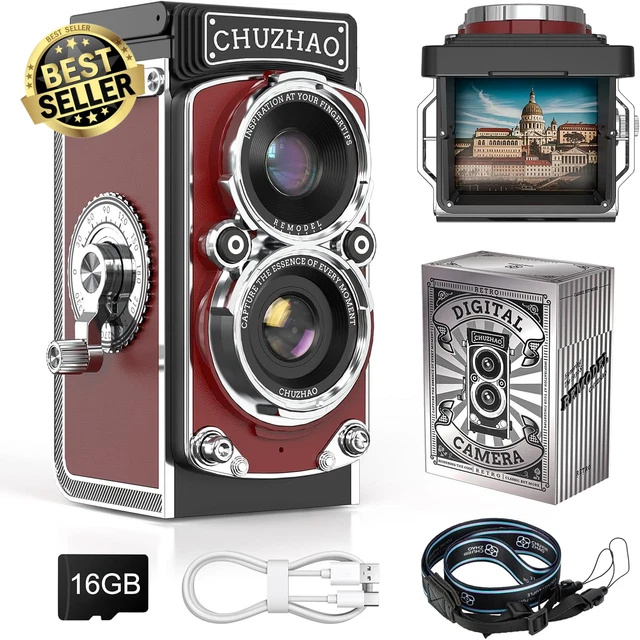 DIGITAL RETRO MINI Camera with 16GB Card, Vintage Camera 12MP Autofocus ...