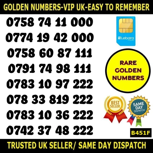 GOLDEN NUMBERS LEBARA VIP UK SIMS - Easy To Remember Mobile Numbers ...