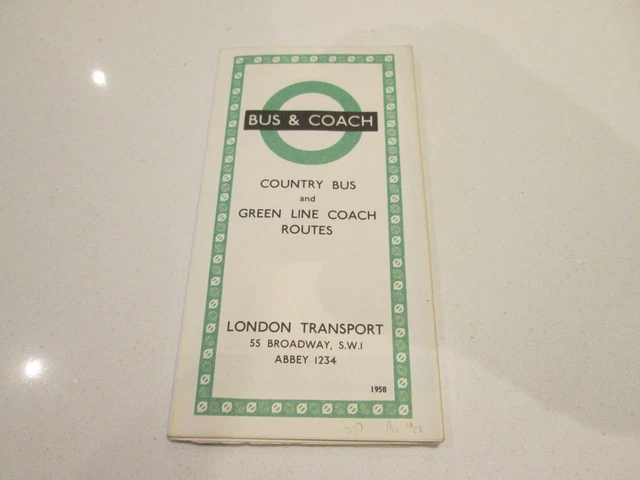 LONDON TRANSPORT BUS Map Country Bus and Green Line Coaches 1958 (8/58 ...