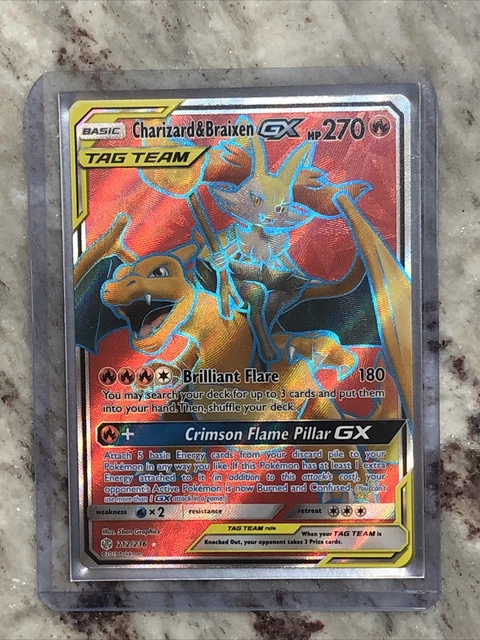 POKÉMON TCG CHARIZARD & Braixen Tag Team GX Sun & Moon - Cosmic Eclipse 212/236 EUR 18,38 ...