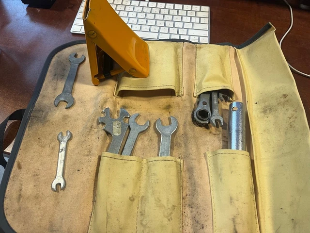VINTAGE TOYOTA MOTOR Hand Tool Kit Bag Wrench Pliers Yellow ...