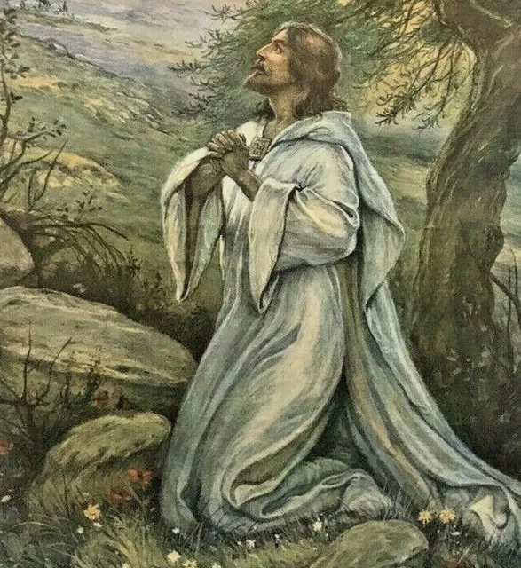 VINTAGE RELIGIOUS BIBLE Sunday School Poster Jesus Christ Prayer ...