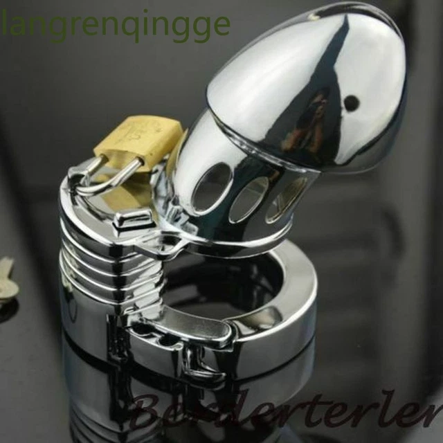 STAINLESS STEEL ADJUSTABLE Male Chastity Belt Restraint Device Lock ...