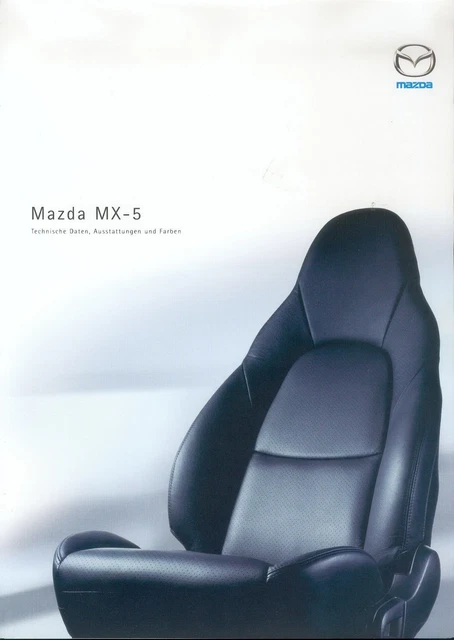 MAZDA MX 5 prospectus équipement technique 2001 2/01 D brochure ...
