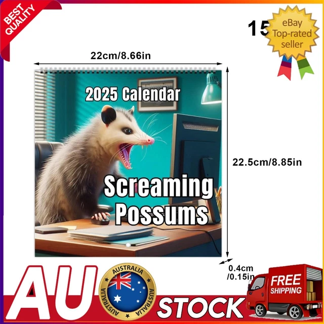 2025 FUNNY SCREAMING Possums Calendar,Large 2025 Thick Paper Possums ...