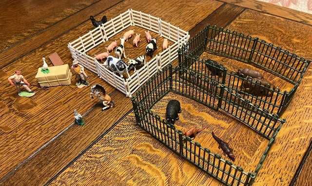 VINTAGE FARM YARD & Zoo Animals Bundle Hong Kong 23 Figures & Fences £8 ...