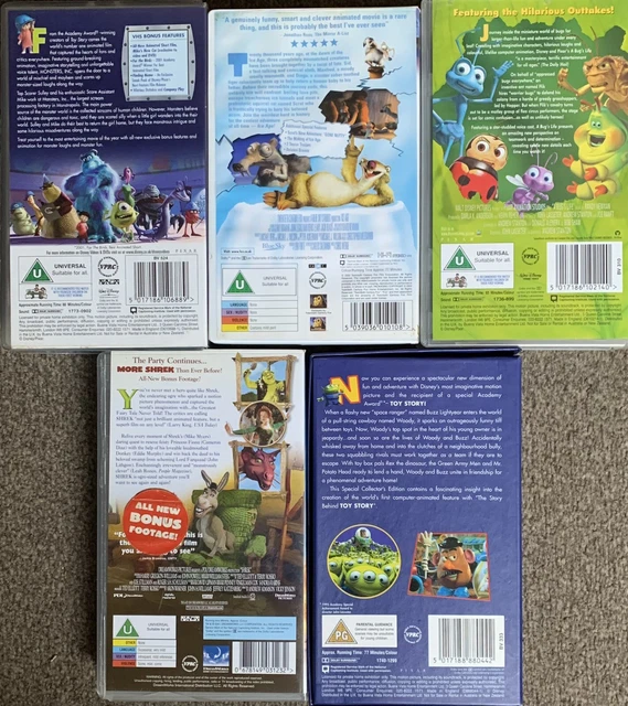 MONSTERS INC, ICE Age, SHREK, A Bugs Life, Toy Story - VHS VIDEO BUNDLE ...