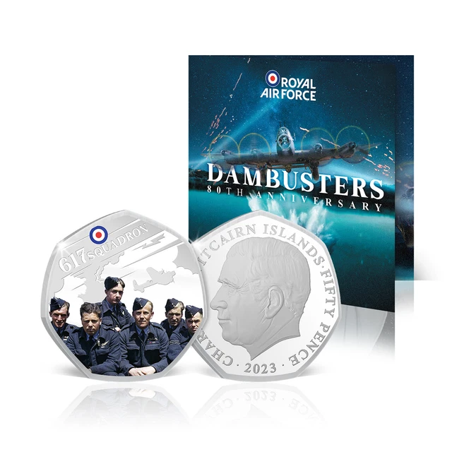 RAF DAMBUSTERS 80TH Anniversary Royal Air Force Colour Coin 50p - 617 ...