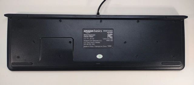 AMAZON BASICS USB Wired Keyboard KU-0833 Black Full Size QWERTY Plug ...