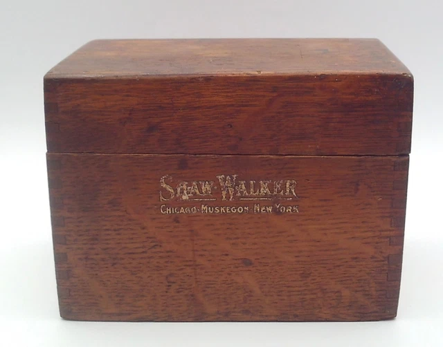 VINTAGE SHAW WALKER Dovetailed Wood Hinged Recipe Box for 4" x 6" Cards ...