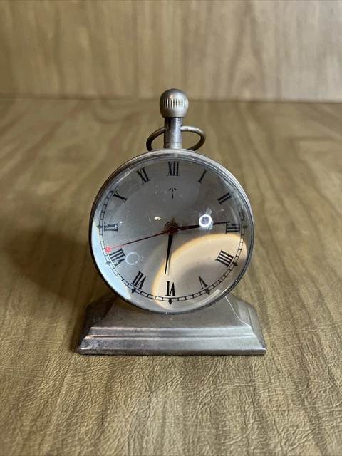 VINTAGE MAGNIFYING 17 JEWEL ORB DESK CLOCK 2" DIAMETER BALL Bubble £43. ...
