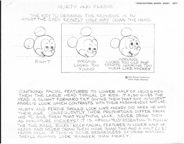 DISNEY 1971 PUBLICATIONS Model Sheet Morty and Ferdie Fieldmouse 2 ...