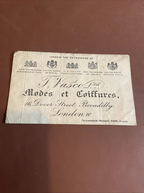 T. VASCO LTD Business Card London - Royal Patronage - Hair & Fashion ...