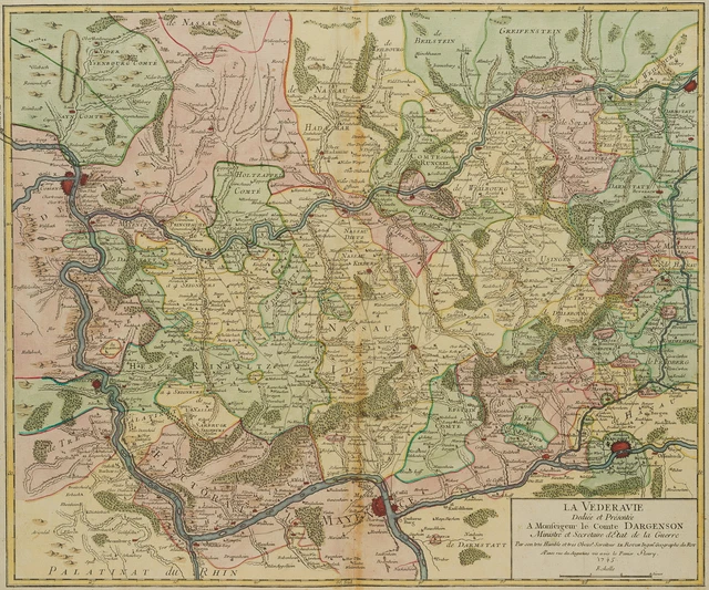 G. LE ROUGE (1712-1790), map of Wetterau with drawn counties, £435.54 ...