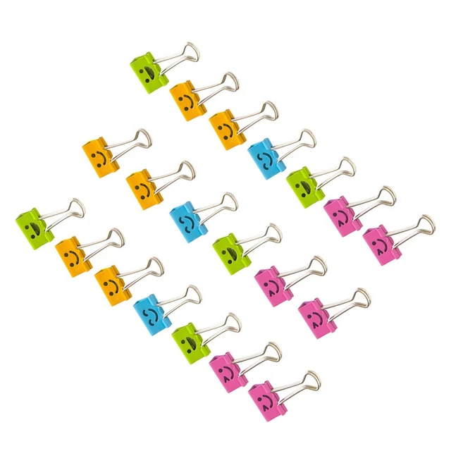 40 PCS 19MM Facial Expression Metal Binder Clips Hollow Paper Clamp ...