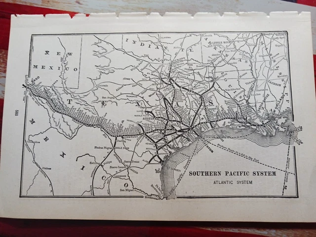 1902 TRAIN ROUTE Map SOUTHERN PACIFIC SYSTEM Atlantic System Railroad ...