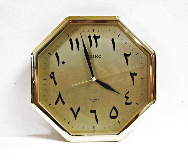 VINTAGE SEIKO OCTAGON Quartz Wall Clock Arabic Number Japan QRF118HM ...