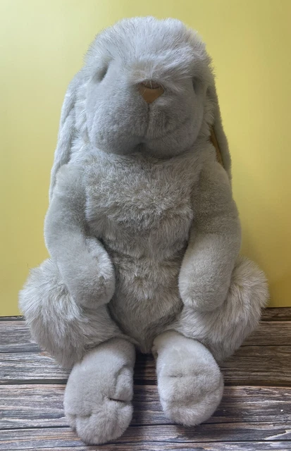 VINTAGE YANGJEE LARGE Tan Gray Floppy Ear Bunny Rabbit Plush 16 ...