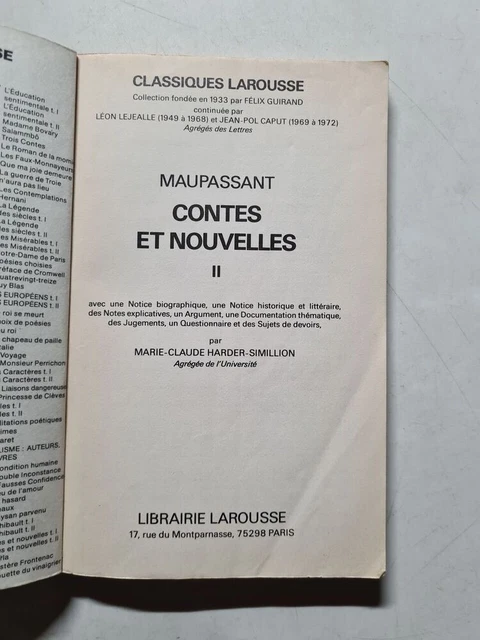 CONTES ET NOUVELLES | Guy de Maupassant | Larousse | Bon état EUR 5,00 ...
