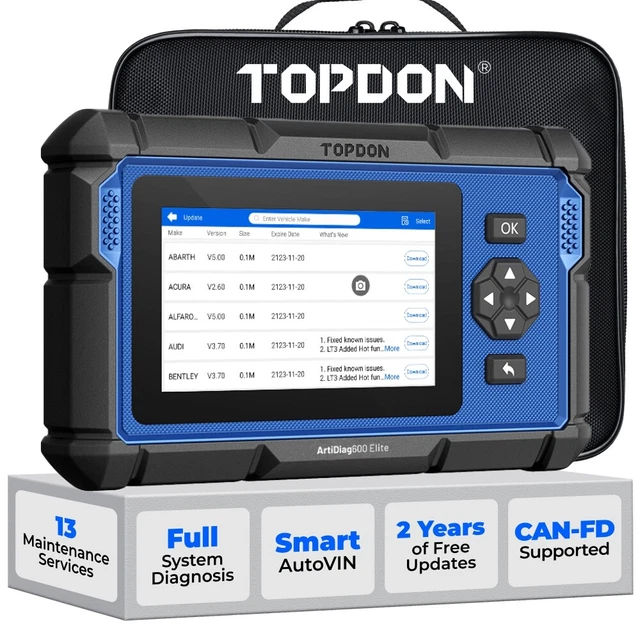 2026 TOPDON AD600 Elite OBD2 Scanner Full System Diagnostic Tool Code ...