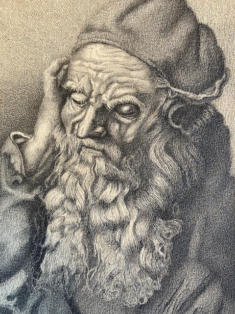 VERY NICE DRAWING Ink 1920 Nourrigat Emile Portrait Head Old Man Beard ...