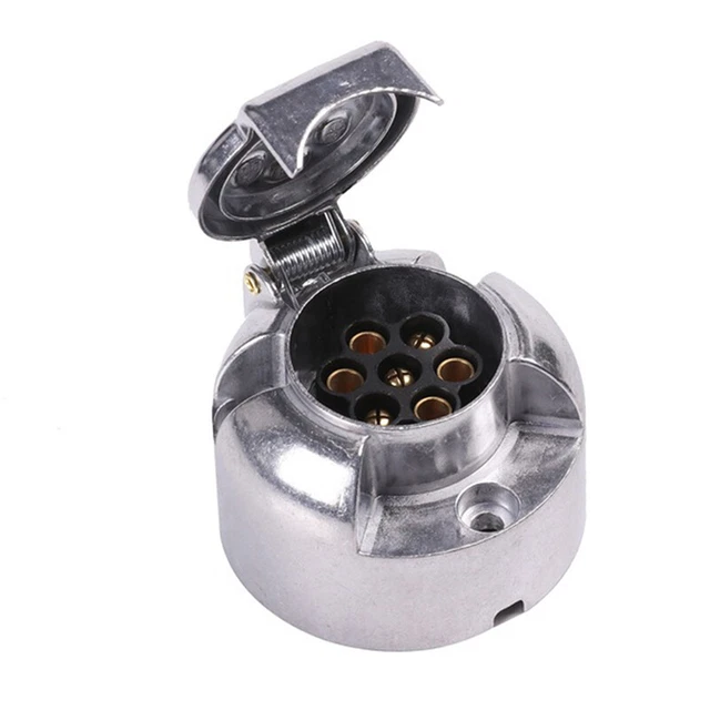 7 PIN TRAILER Socket Aluminum Trailer Connector Adapter Towbar Towing ...
