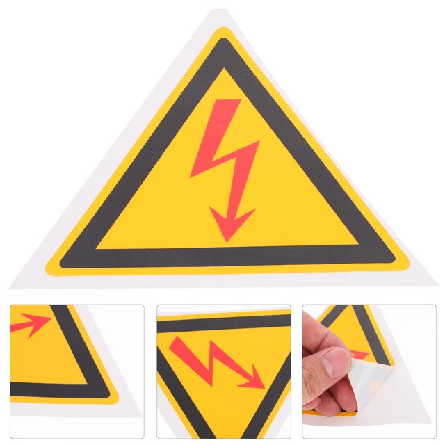 ADHESIVE WARNING SIGN Caution Triangle Electrical Shocks Sign Safety Equipment £7.79 - PicClick UK