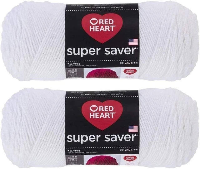 RED HEART SUPER Saver Yarn.( White E300-0311). 7oz /364yds Each .2 $41. ...