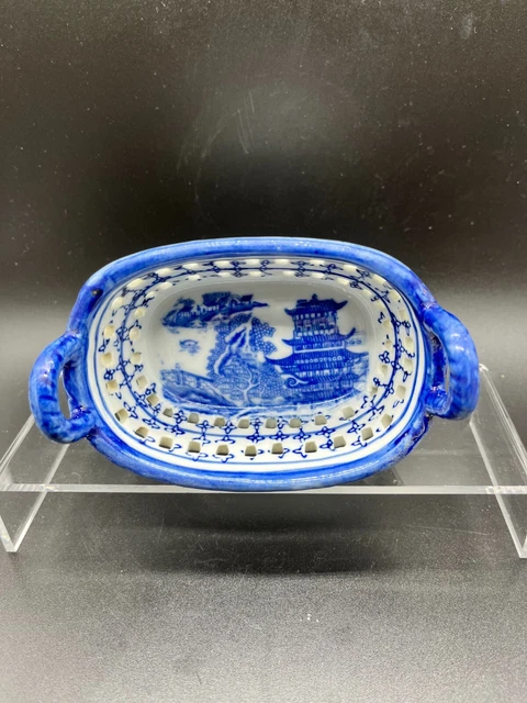 VTG VICTORIA WARE Ironstone Reticulated Basket Flow Blue White Vintage ...