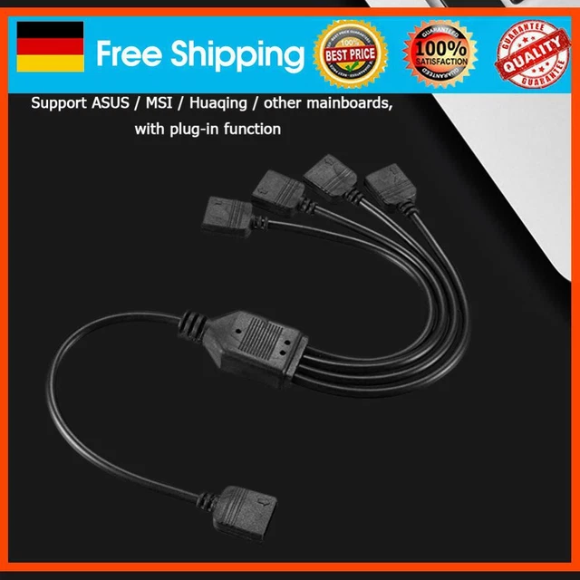 NEU 3PIN EXTENSION Cable Adapter 5V RGB Splitter Cable for Msi Asus ...