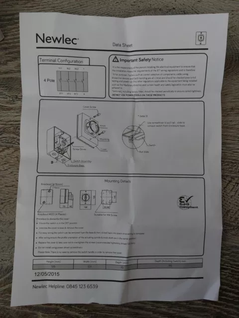 NEWLEC 20A 4 Pole Switch £18.00 - PicClick UK NEWLEC 20A 4 Pole Switch £18.00 - PicClick UK