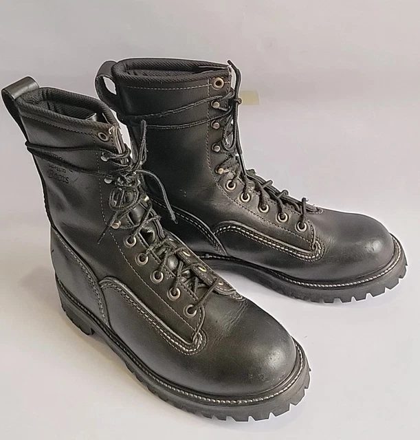 7.5D HOFFMAN'S 8& Boots Black Leather Logger Lineman Hiker USA Made ...