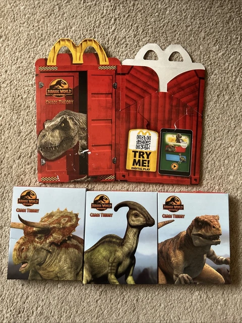 3 + EMPTY Box McDonalds Happy Meal 2024 JURASSIC WORLD CHAOS THEORY 3D ...