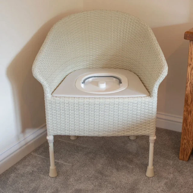 ADJUSTABLE HEIGHT BEDROOM Basket Weave Discreet Commode Chair With ...
