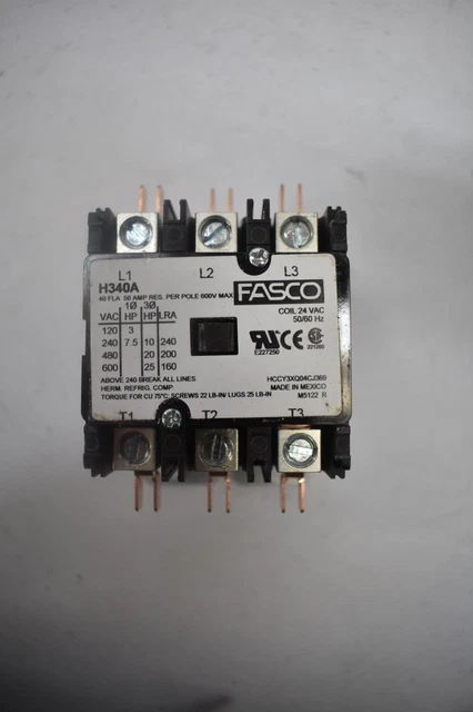 FASCO H340A DEFINITE Purpose Contactor 40 Amp 3 Pole 24 VAC Genuine OEM $35.46 - PicClick CA