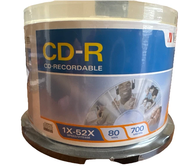 NEW VERBATIM CD-R CD-Recordable 1X-52X Speed 700 MB/80 Min 50 count ...
