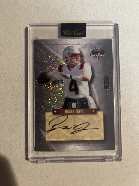 BAILEY ZAPPE AUTO 1/1 RC SSP 2023 Wild Card 7 Card Studs Spade Patriots ...