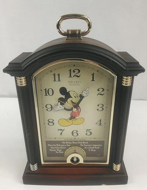 DISNEY'S MICKEY MOUSE Seiko Quartz Musical Alarm Clock Time Is Working ...