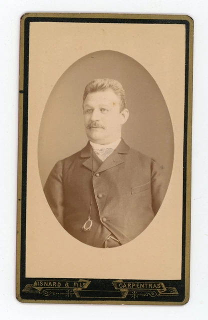 PHOTO CDV, UN homme cheveux en arrière monocle par Isnard & Fils à ...