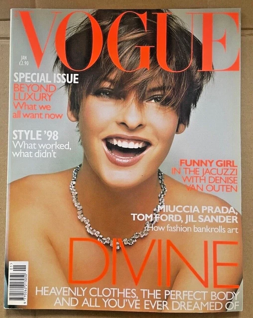 UK VOGUE JANUARY 1999: 90s ICONIC SUPER MODEL LINDA EVANGELISTA BY ...