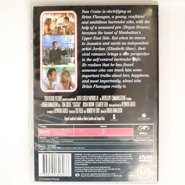 COCKTAIL (DVD, 1988) Tom Cruise, Elisabeth Shue - Comedy Drama Romance ...