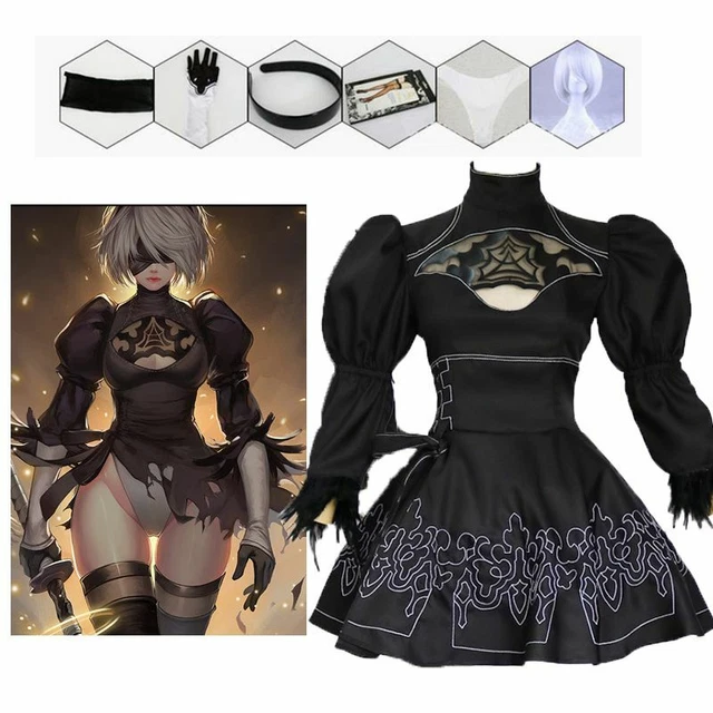 2022 NIER AUTOMATA 2B Cosplay Costume Anime Lolita Dress Book Week ...