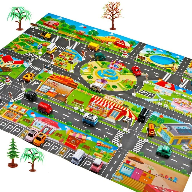 CITY PLAY MAT Road Buildings Parking Map Game Scene Play Mat High ...