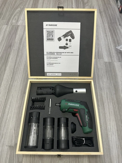 PARKSIDE 4V CORDLESS 22 Pieces Screwdriver set with BBQ Accessories PAS ...