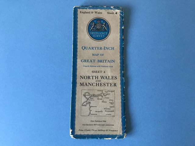 VINTAGE ORDNANCE SURVEY Quarter Inch map 1946 North Wales and ...