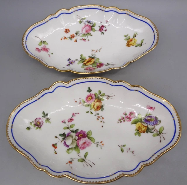 PAIR 19TH CENTURY French Sevres Style Porcelain Oval Dishes with Sevres ...