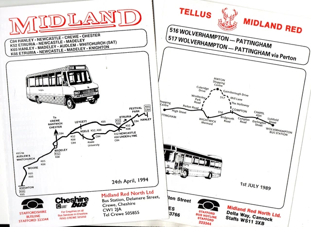 MIDLAND RED NORTH bus timetable leaflets x 10 £4.99 - PicClick UK