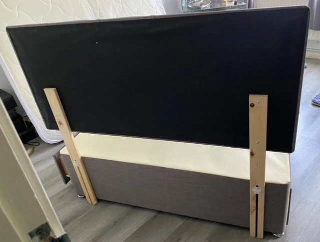 GREY FABRIC DIVAN bed base and headbaord - double bed £140.00 - PicClick UK