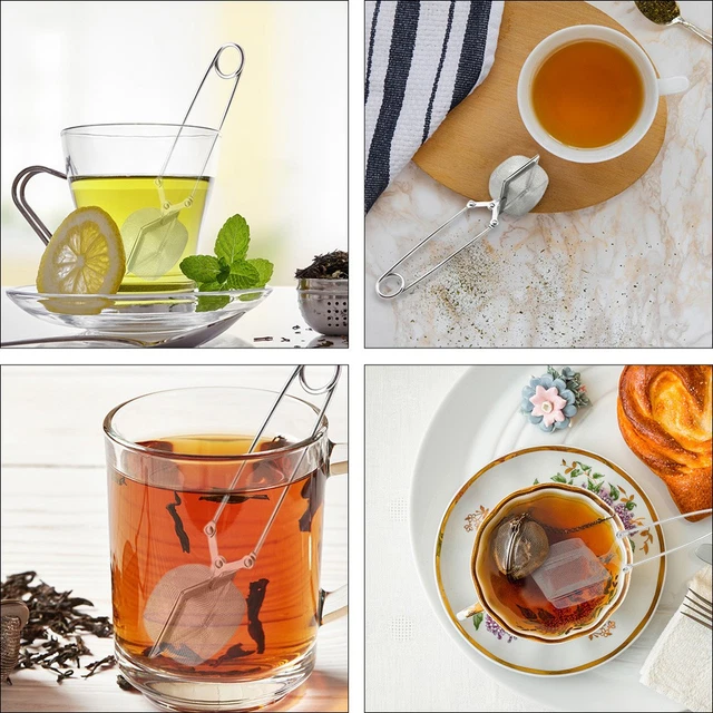 4 PCS REUSABLE Tea Filter Leaf Kitchen Strainers Stainless Steel Mesh ...