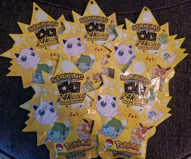 POKEMON STRIKING POPPING Candy 24k Gold Sticker Sealed Packs X 5 ...